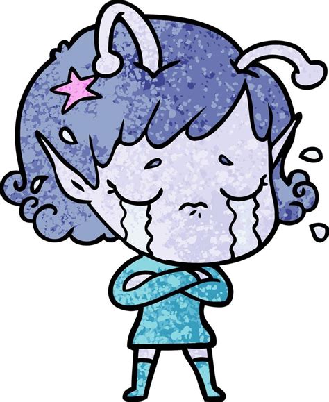 Cartoon Crying Alien Girl 12370469 Vector Art At Vecteezy