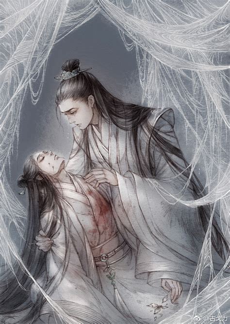 古戈力 线稿 插画 扫花寻径 古风 朱颜