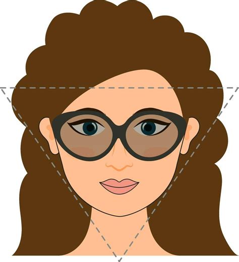 Flat Illustration Of Glasses For Triangle Face Young Gir Brown Icon