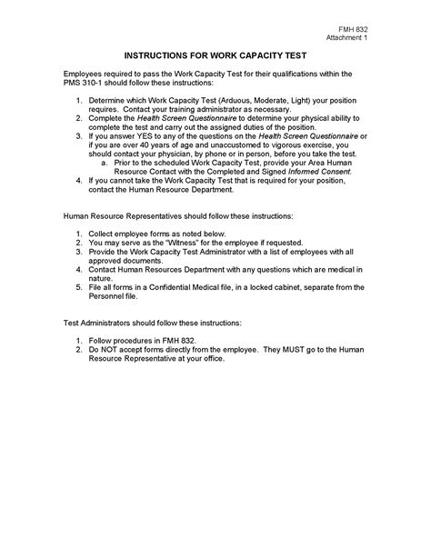 Work Capacity Test Department Of Lands