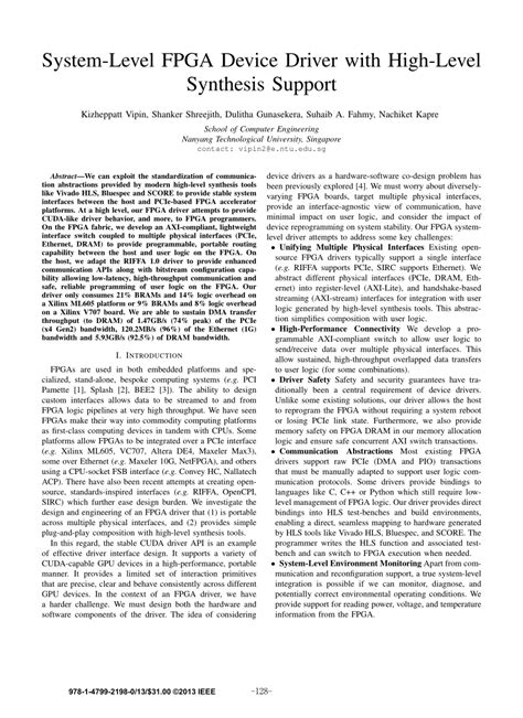 Pdf System Level Fpga Device Driver With High Level Synthesis Support