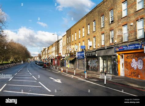 Houses And Mile End Park Along Burdett Road London England Stock