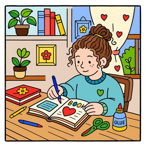 Crafty Girl Scrapbooking Fun Coloring Page Coloring Page