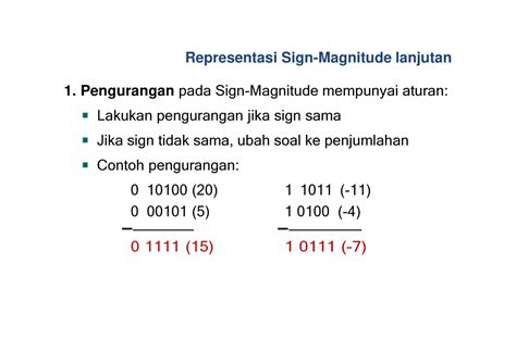 Representasi Sign Magnitude Lanjutan Representasi Sign Magnitude