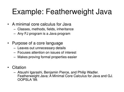 ppt just enough type theory or featherweight java a simple formal