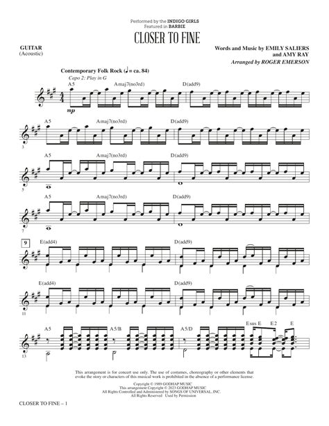 Closer To Fine Arr Roger Emerson Acoustic Guitar By Indigo Girls