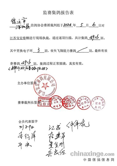 江苏宝宏春棚第二关监赛集鸽报告表及更换电子环名单 江苏宝宏赛鸽有限公司春棚 中信网各地公棚