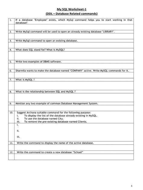 All Worksheets Mysql Pdf