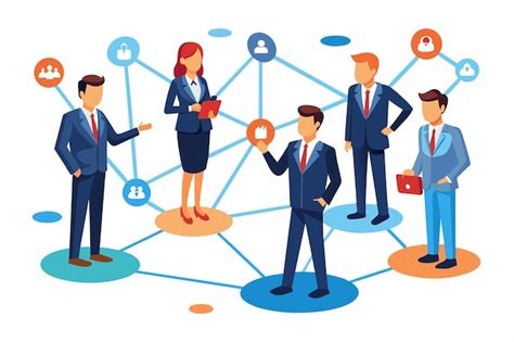 A Digital Illustration Of Five Business Professionals Both Male And Female Standing On