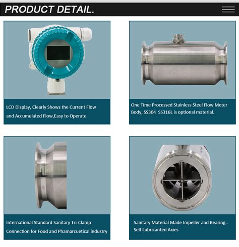 China Rs485 Modbus Sanitary Liquid Turbine Flowmeter Food Grade Liquid Turbine Flow Meter For