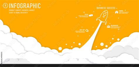 Startup Infographic With Startup Info Template Abstract Rocket Vector Illustration On White