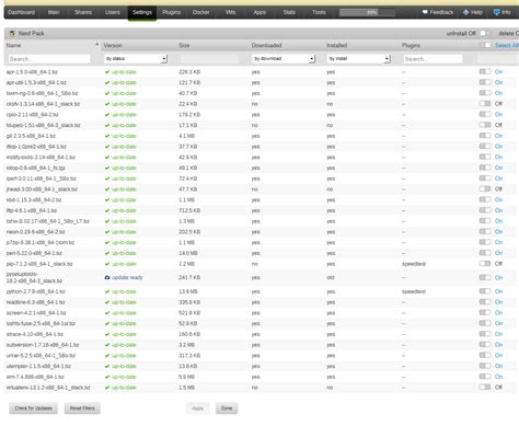 UnRAID 6 NerdPack CLI Tools Iftop Iotop Screen Kbd Etc Page