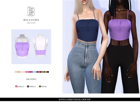 Bill Sims Ruffle Corset Detail Crop Top Sims 4 Clothing Sims Crop Tops