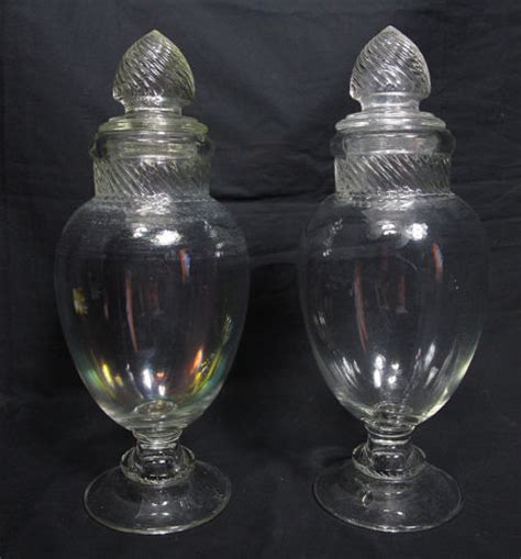 Antique 19th C Apothecary Show Globe Glass Covered Urn Jar Pharmacy