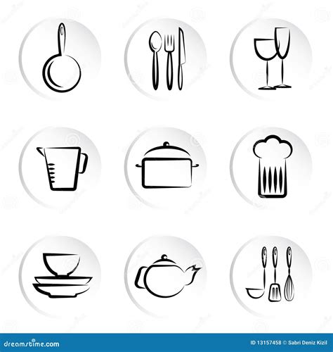 De Objecten Van De Keuken Pictogrammen Vector Illustratie Illustration Of Lepel Vector