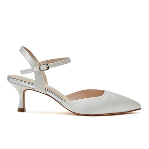 R Collection Lottie Ivory Satin Kitten Heel Wedding Shoes