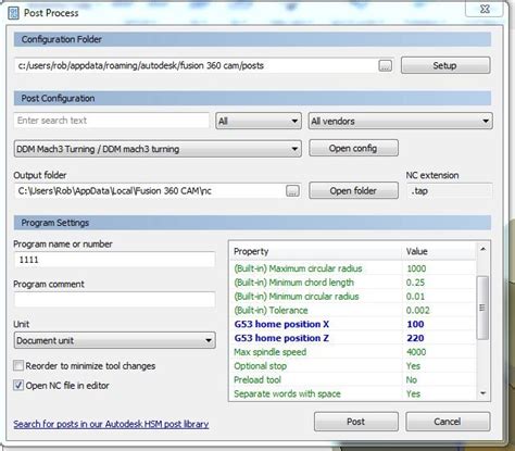 Solved Help With Mach3 Lathe Post Processor Autodesk Community