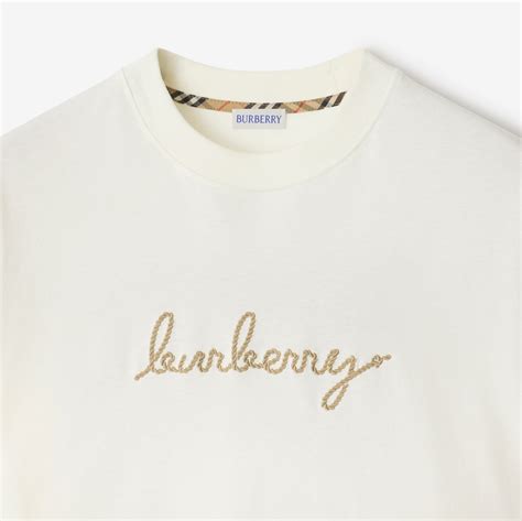 체크 Ekd 코튼 티셔츠 초크 화이트 남성 면 공식 Burberry®