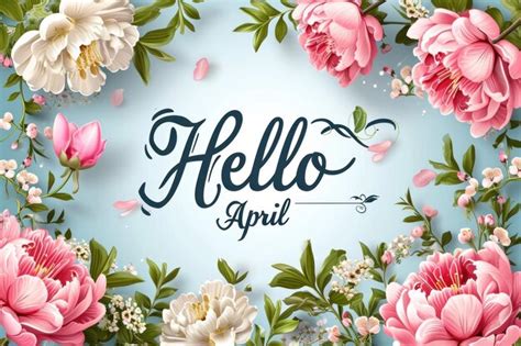 Premium Photo Text Hello April On Seasonal Background Generative Ai