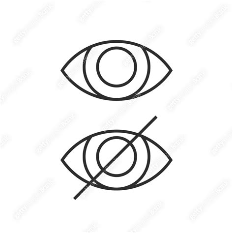 Eye Line Icon Set Open Closed Eyes Visible Invisible Concept Hidden