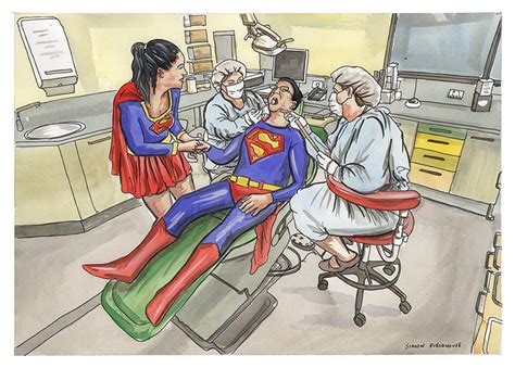 Superman And Superwoman At The Dentist Simon Fieldhouse