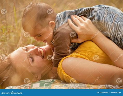 Mother And Baby Son Bonding Stock Image Image Of Sunlight Close