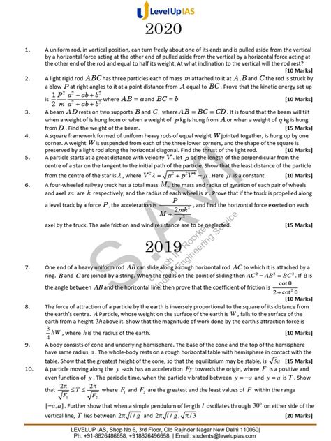 Dynamics And Statics Previous Years Questions Pdf Force Acceleration