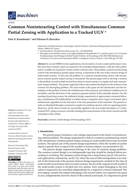Pdf Common Noninteracting Control With Simultaneous Common Partial