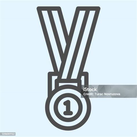 메달 선 아이콘입니다 중앙에 1 위를 차지한 목걸이 상 스포츠 벡터 디자인 개념 흰색 배경에 윤곽 스타일 픽토그램 웹 및 응용 프로그램에 사용 Eps 10 10에 대한 스톡