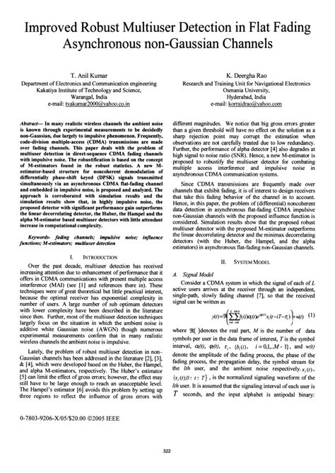 pdf improved robust multiuser detection in flat fading asynchronous