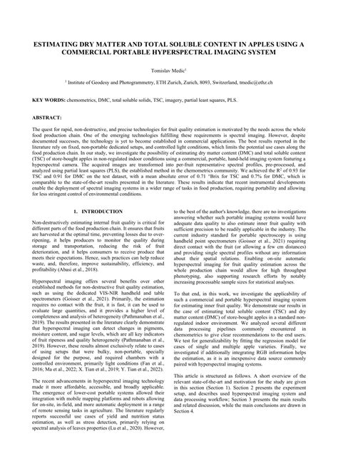 Pdf Estimating Dry Matter And Total Soluble Content In Apples Using A