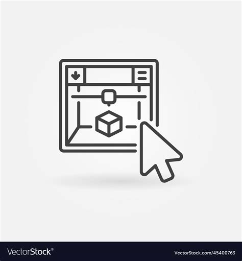 Mouse Cursor With 3d Printer Concept Outline Icon Vector Image