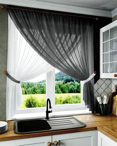 Купить Кухонная тюль готовая гардина в кухню №9 Черный цена 485 ₴ — Prom Ua Id 1756844801