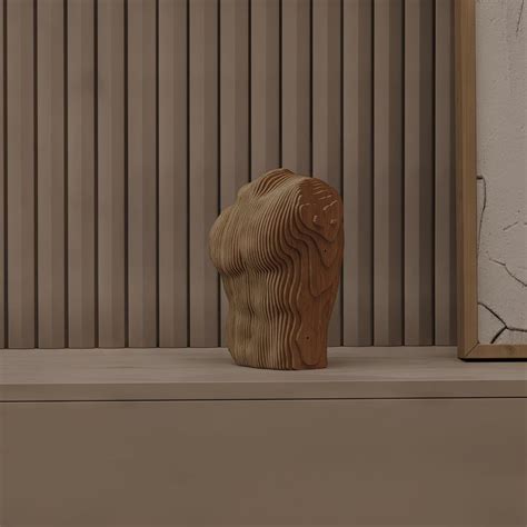 parametric wood statue cnc and laser cut male torso design dxf files
