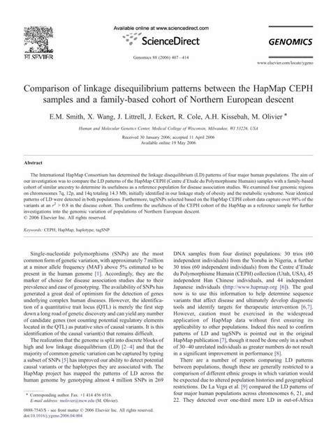 pdf comparison of linkage disequilibrium patterns between the hapmap