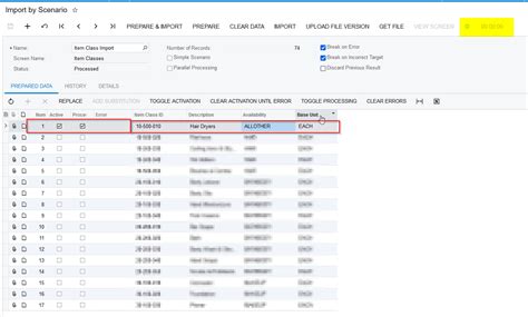 Inventory Class Import Scenario Community