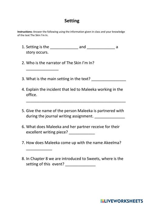 Setting 9e Online Exercise For Live Worksheets