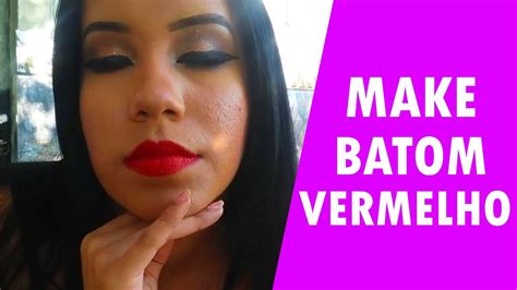 TUTORIAL DE MAKE BATOM VERMELHO Tutorial De Maquiagem Batom Vermelho YouTube