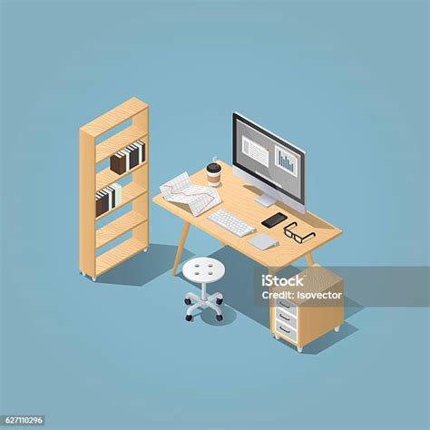 제품의 등각투영 근무환경의 0명에 대한 스톡 벡터 아트 및 기타 이미지 0명 3차원 형태 가구 Istock