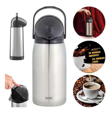 Garrafa Termica Café Chá Quente Agua Gelado Pressao Inox Parcelamento