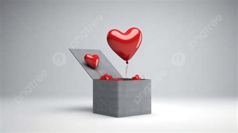 하트 모양의 빨간 풍선이 있는 열린 선물 상자의 3d 그림 하트 박스 선물 3d 선물 상자 배경 일러스트 및 사진 무료