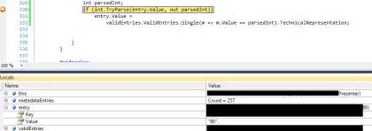 C Int32tryparse Throwing Nullreferenceexception Stack Overflow