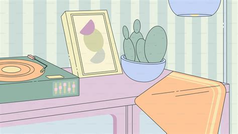 레코드 플레이어와 화분이 있는 테이블 벡터 Unsplash의 거실 이미지