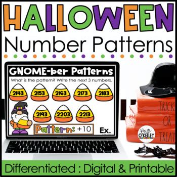 Halloween Numerical Patterns Task Cards Skip Counting Practice