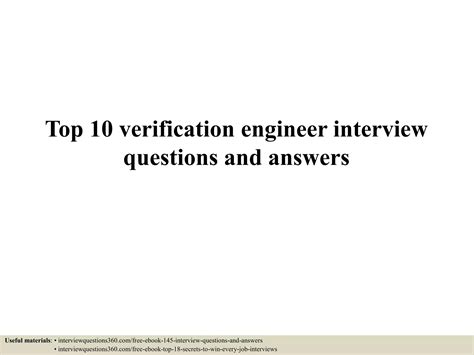 Top 10 Verification Engineer Interview Questions And Answers Pptx