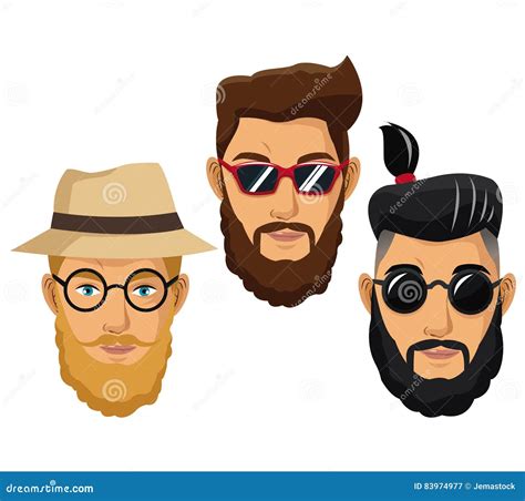 Bearded Men Hipster Style Fashion Stock Vector Illustration Of Symbol