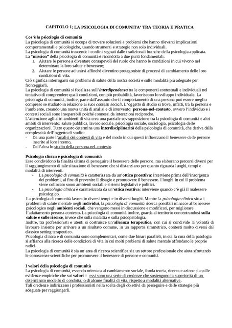 Fondamenti Di Psicologia Di Comunità Santinello E Vieno Riassunto