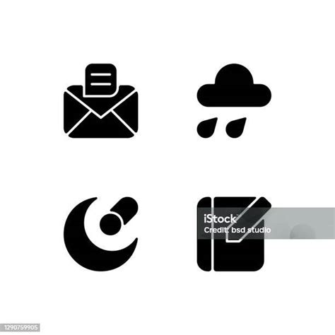 Ikon Glyph Hitam Antarmuka Seluler Diatur Pada Ruang Kosong Ilustrasi