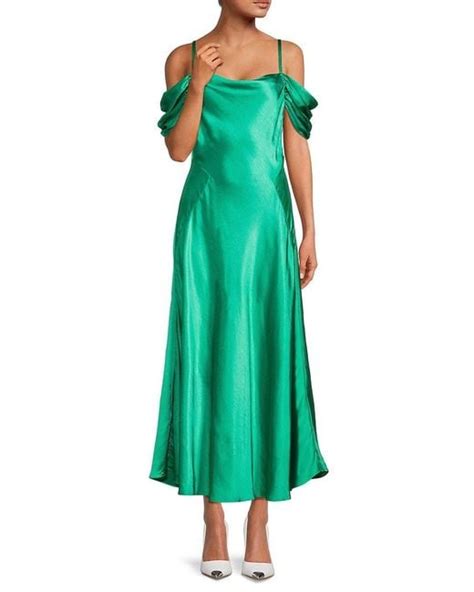 Ted Baker Esta Cold Shoulder Satin Midi Dress In Green Lyst
