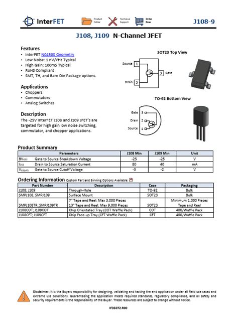 J109 J108 Datasheet Interfet